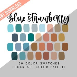 Procreate Blue Strawberry Color Palette | 30 Color Swatches - Etsy