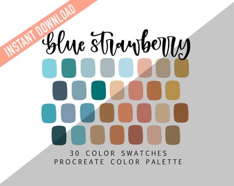 Procreate Blue Strawberry Color Palette 30 Color Swatches - Etsy