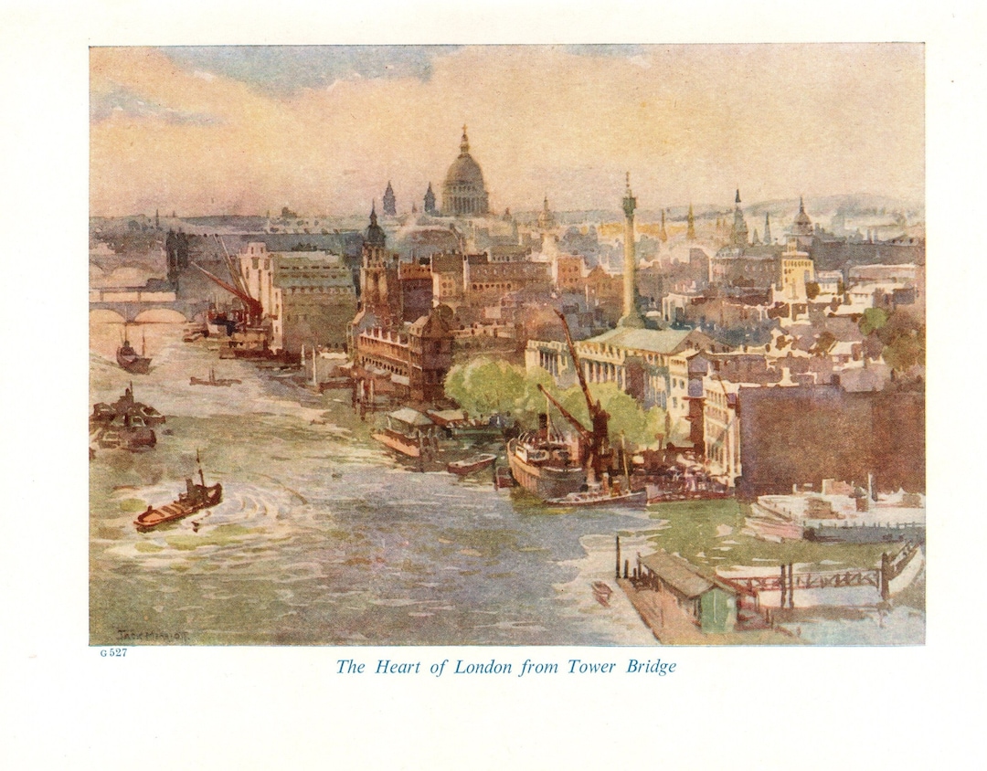 1920 the Heart of London From Tower Bridge, England Original Vintage ...