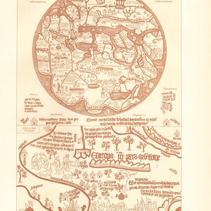 Antique BORGIA MAP 15th Century Rare Print 1870s - Lithograph From 9th ...