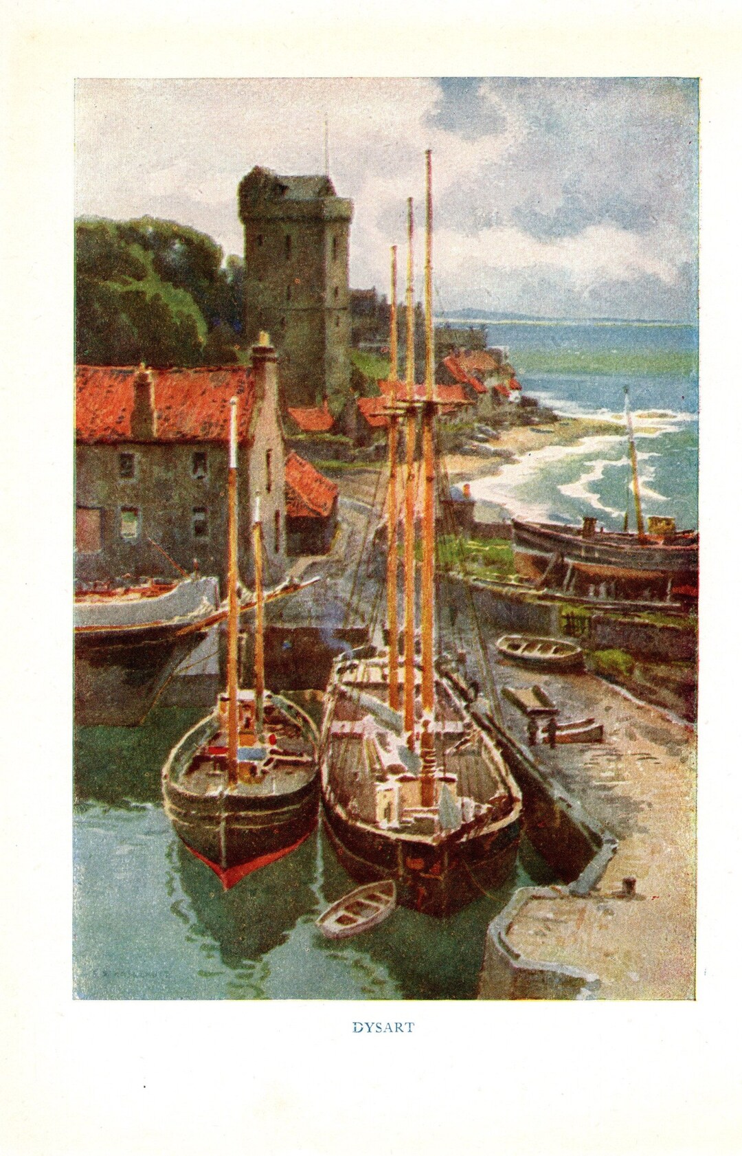 1922 Dysart, the Shores of Fife, Scotland Original Antique Print ...
