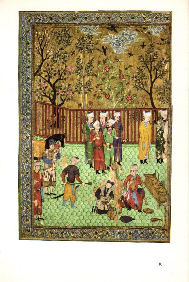 Miniatura persa antigua: Kalila y Dimna, arte manuscrito antiguo - Etsy ...