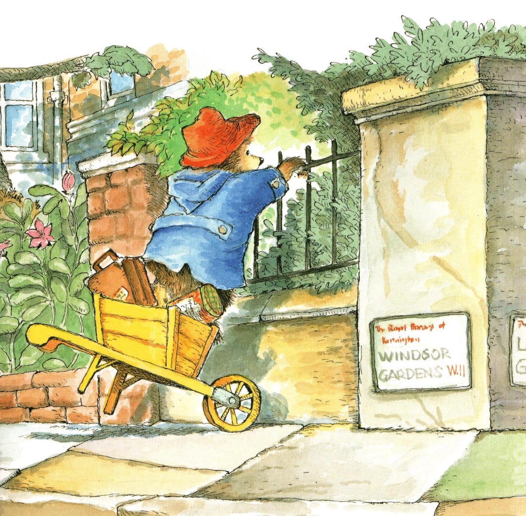 Paddington Bear Original Large Vintage Print Nursery Art Baby Shower ...
