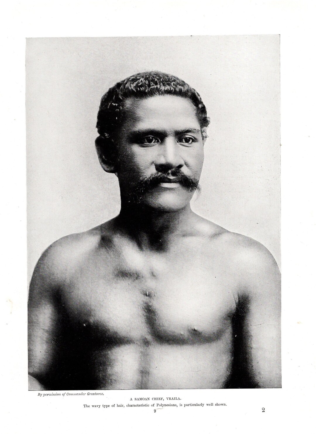 1910 SAMOAN CHIEF, VRAILA - Original Antique Photo Print - Anthropology ...