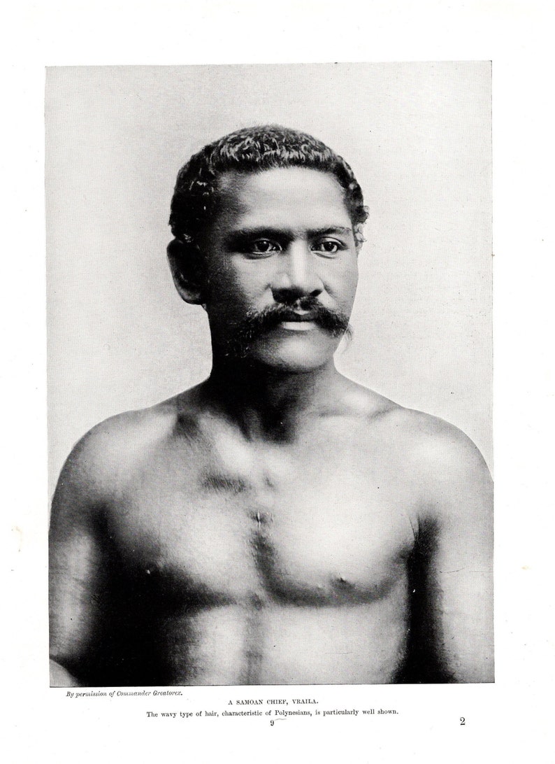 1910 SAMOAN CHIEF VRAILA Original Antique Photo Print - Etsy
