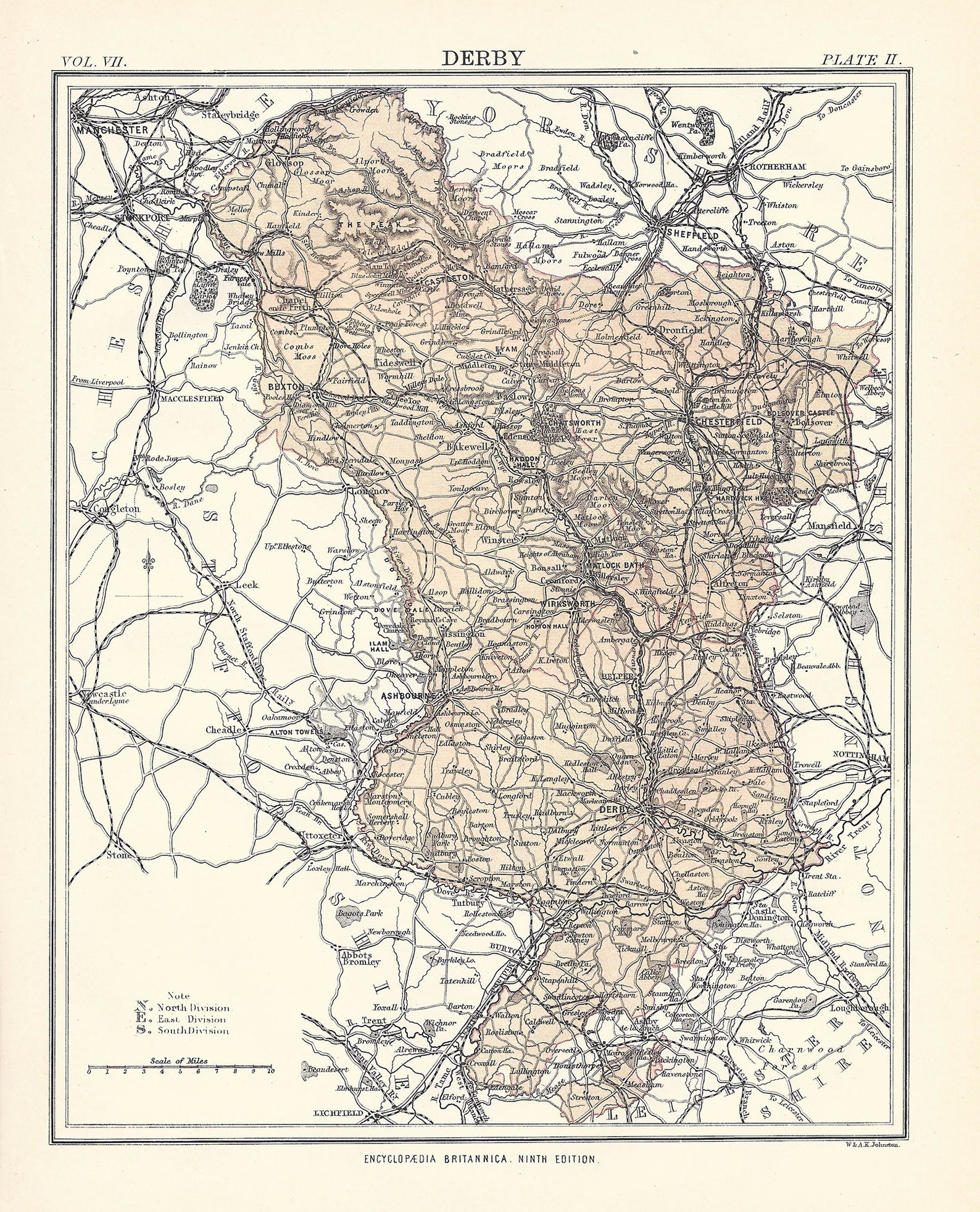 Antique Map DERBY ENGLAND From 9th Edition Encyclopaedia - Etsy UK