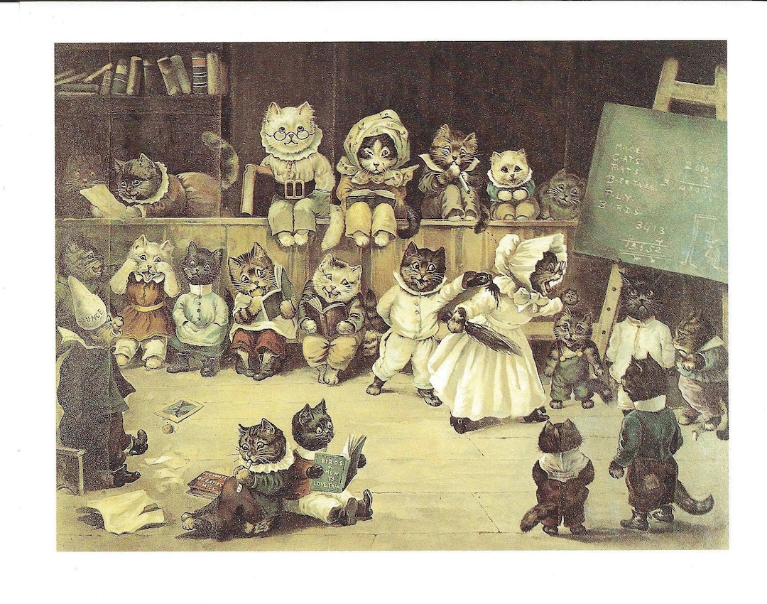 Louis Wain Edwardian Cats Vintage Print - 1983 Thames & Hudson - Etsy