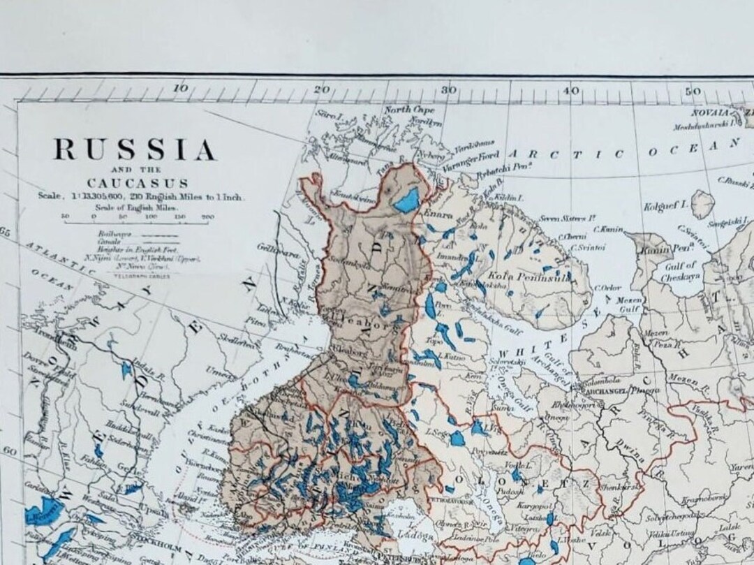 Antique RUSSIA and the CAUCASUS Original 1889 Map - Rare 19th Century ...