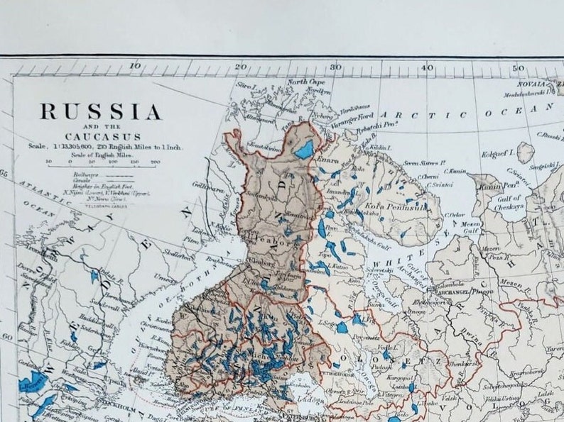 Antique RUSSIA and the CAUCASUS Original 1889 Map - Rare 19th Century ...