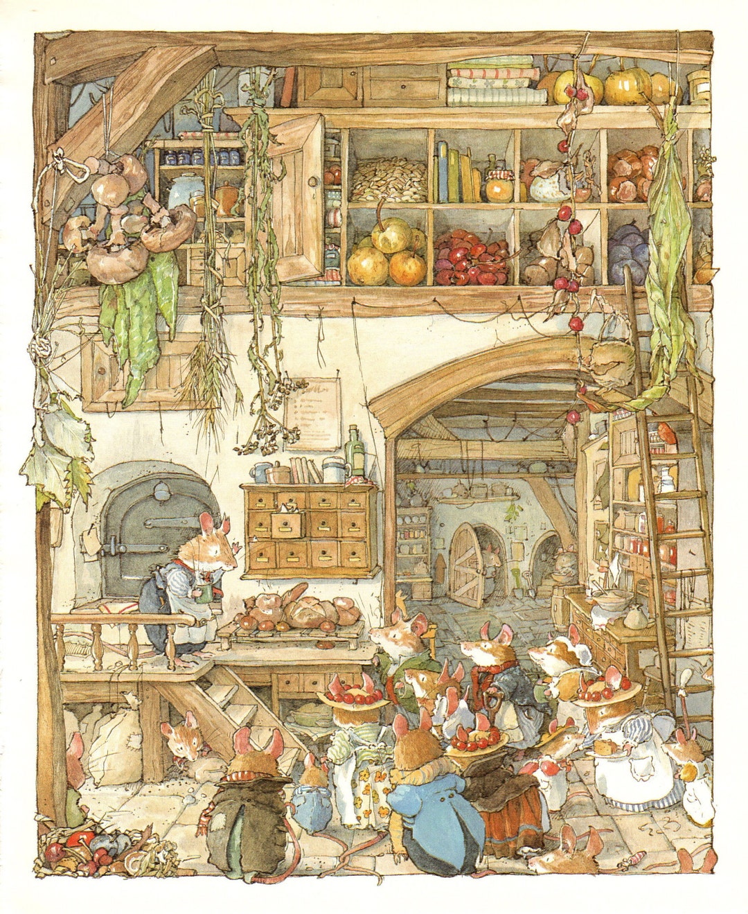 Brambly Hedge Winter Story Vintage Print: Jill Barklem Mice ...