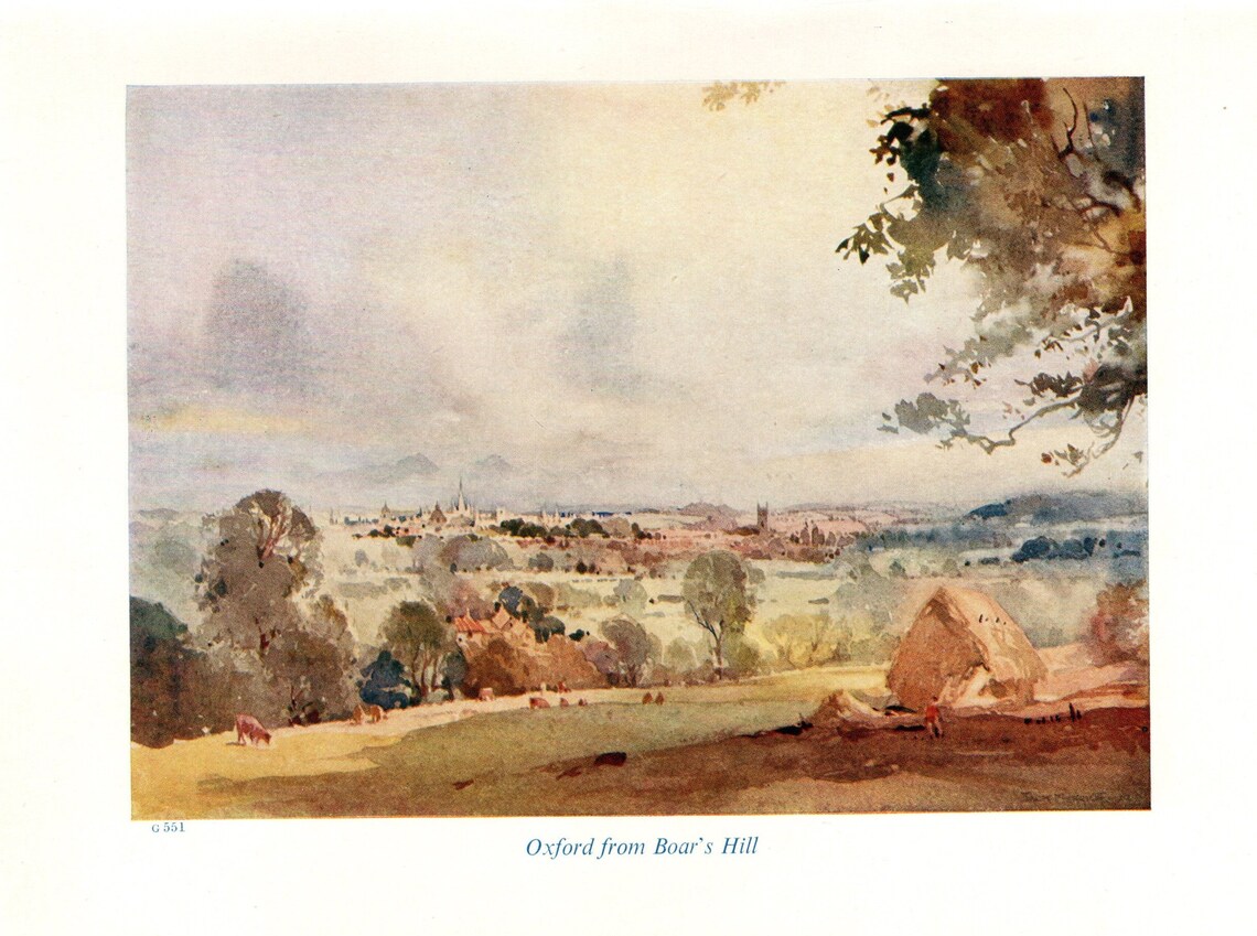 1920s Oxford, England, Oxford From Boar's Hill Original Vintage Print ...