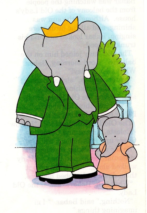 1990 Babar Returns Original Vintage Print Nursery Art | Etsy