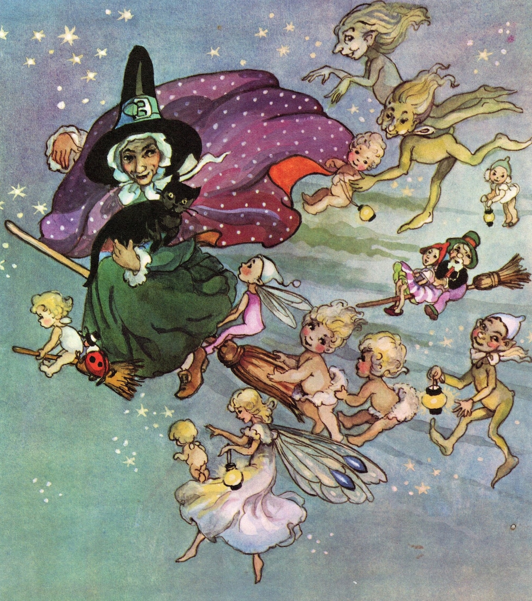 1980 Peg Maltby Original Fairies Vintage Print Cute Australian Bush ...
