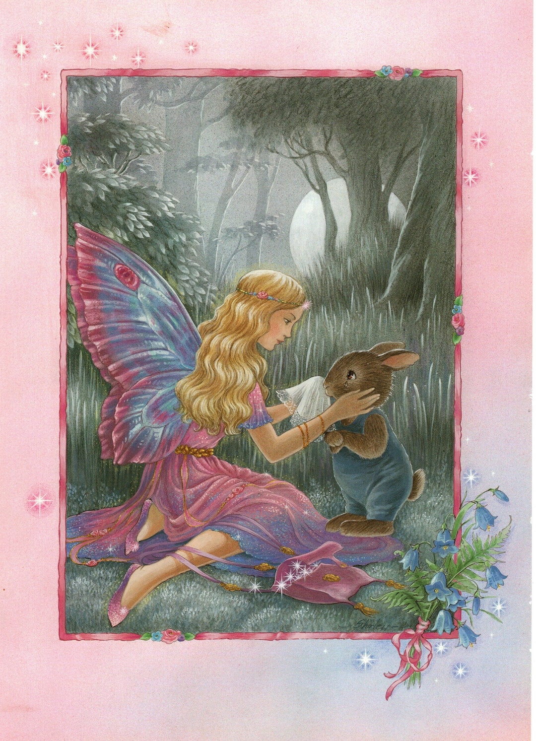 Shirley Barber Original Vintage Fairy Verses 2-sided Print Fairyland ...