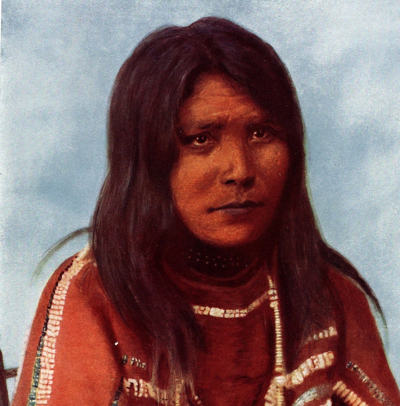 1910 SARCEE INDIAN WOMAN Original Antique Print Tsuutʼina People Nth ...