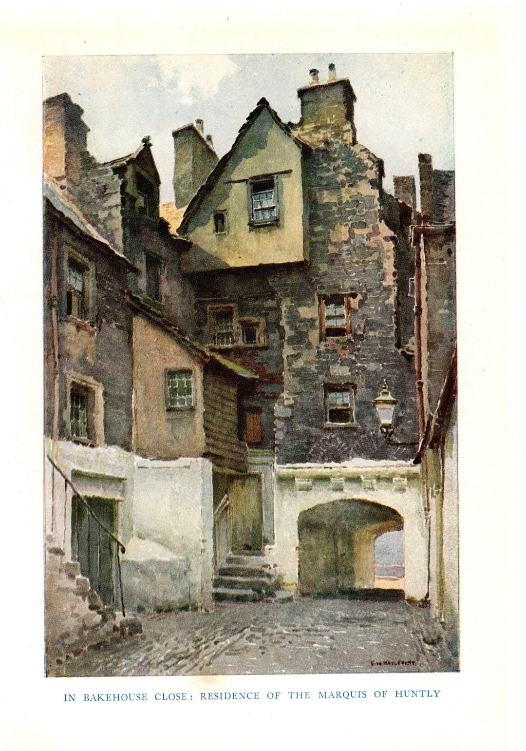 1922 Edinburgh, Scotland Original Antique Print - Bakehouse Close ...