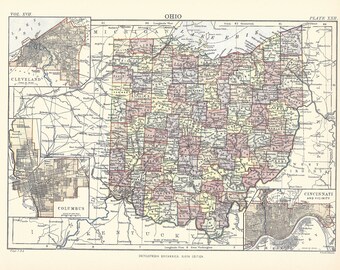 Old Map of Ohio 19th Century - Etsy