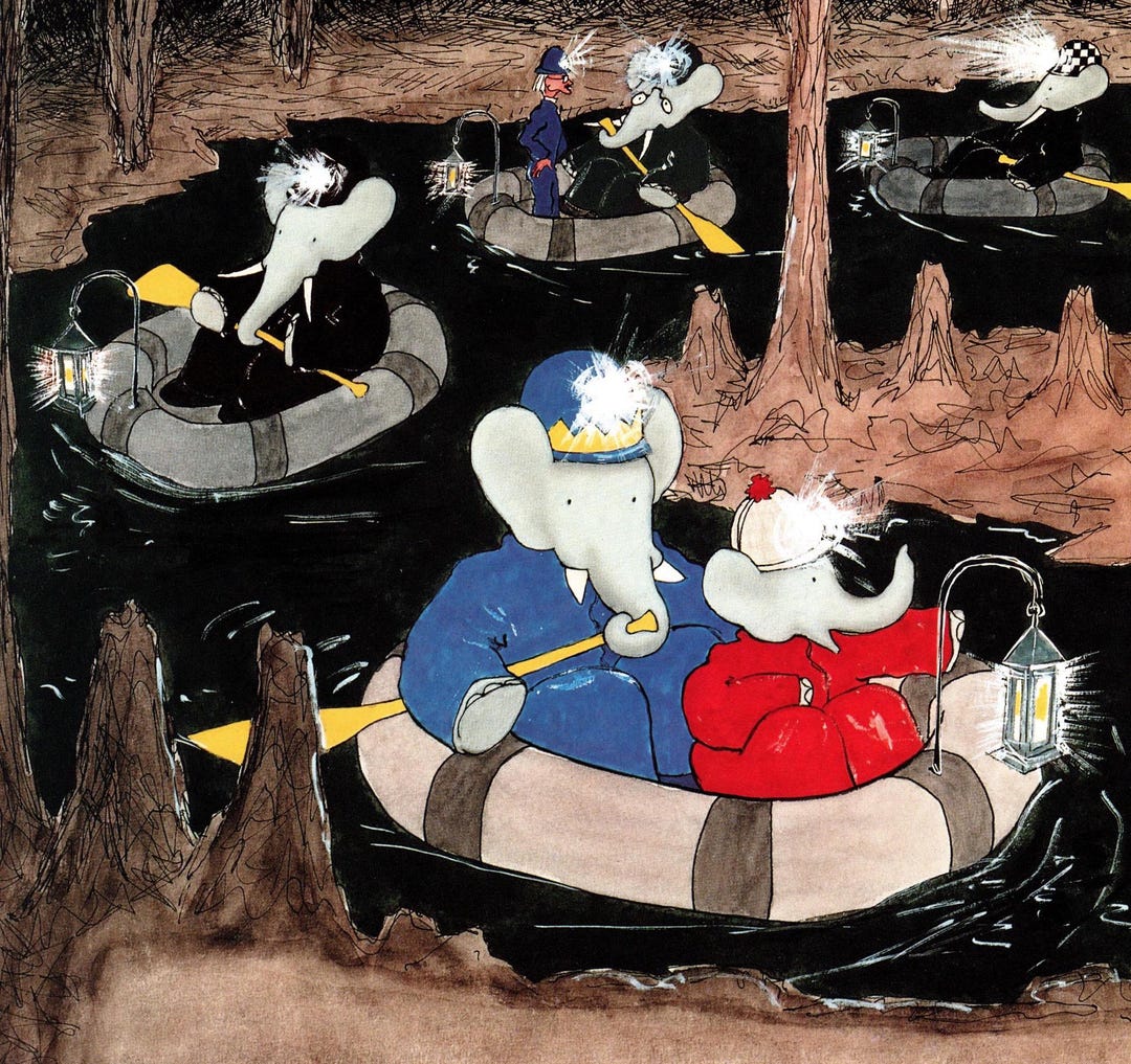 Babar the Elephant Original Large Art Print – Babar & Professor ...