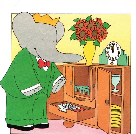 1990 Babar the Elephant Original Vintage 2-sided Print | Etsy