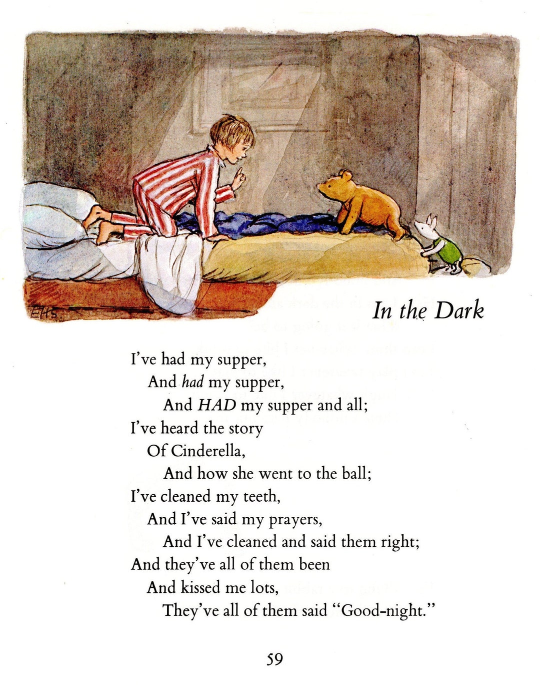 Original Vintage Large Print Christopher Robin Verses Winnie the Pooh ...