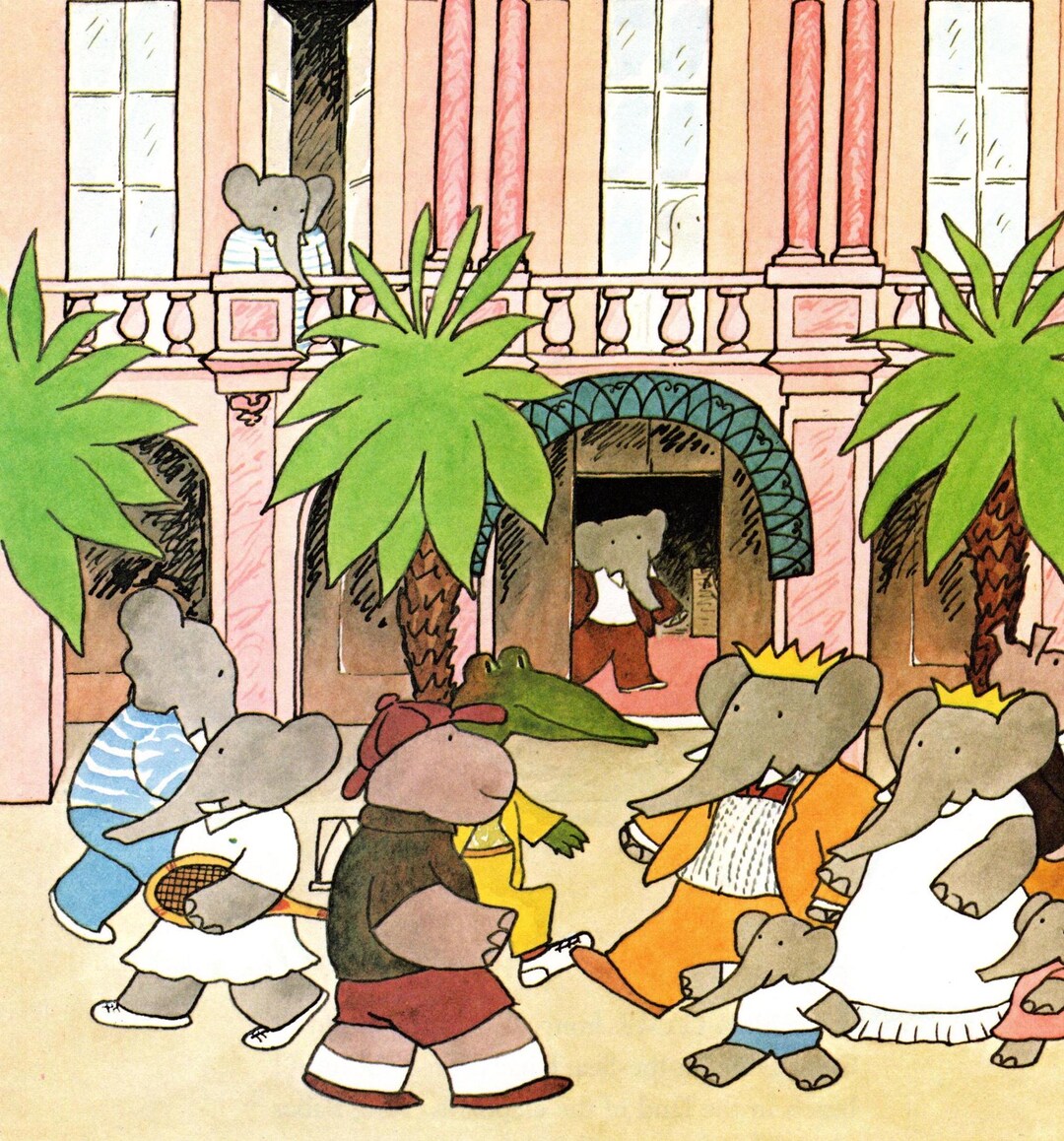 Babar the Elephant Original Large Book Print – Vintage Nursery ...
