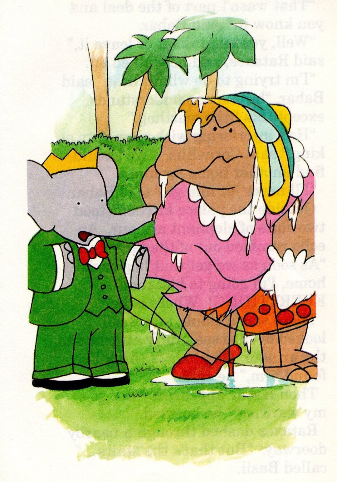 1990 A Pet for Babar Original Vintage Print Nursery Art Baby Shower ...