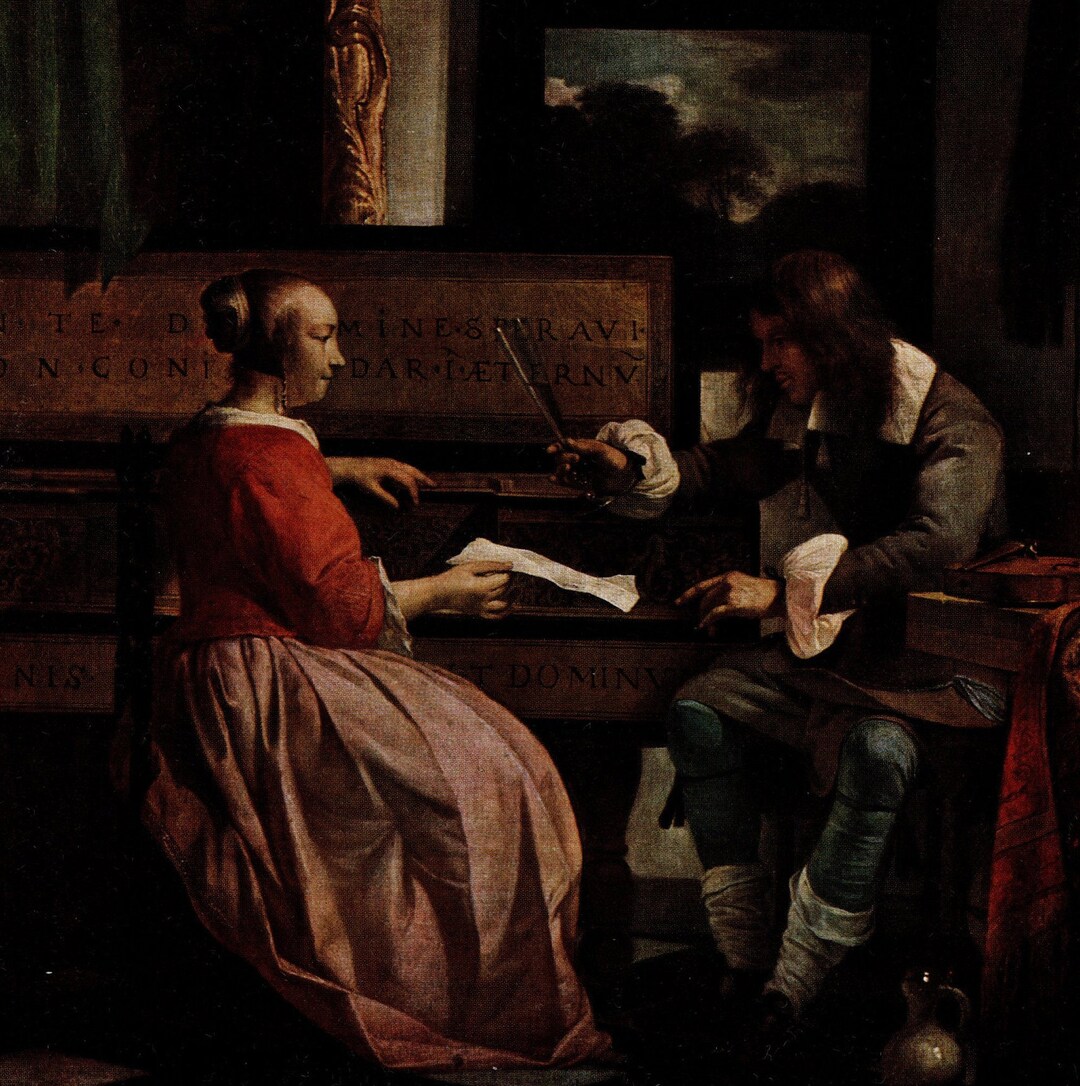 Gabriel Metzu "the Music Lesson" Rare 1934 Original Vintage Large Tip ...