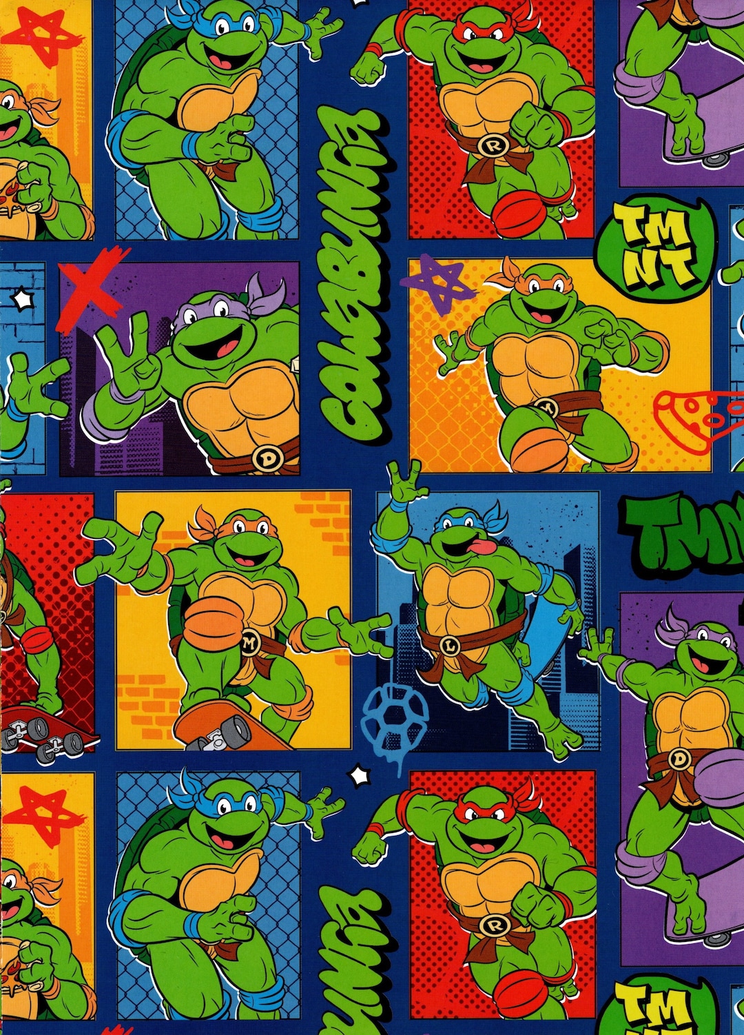 NINJA TURTLES Wrapping Paper X4 Colorful Kids Gift Wrap Birthdays ...
