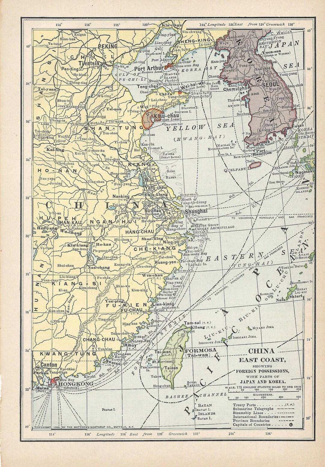 Antique Map CHINA EAST COAST From 1901 “history for Ready Reference ...