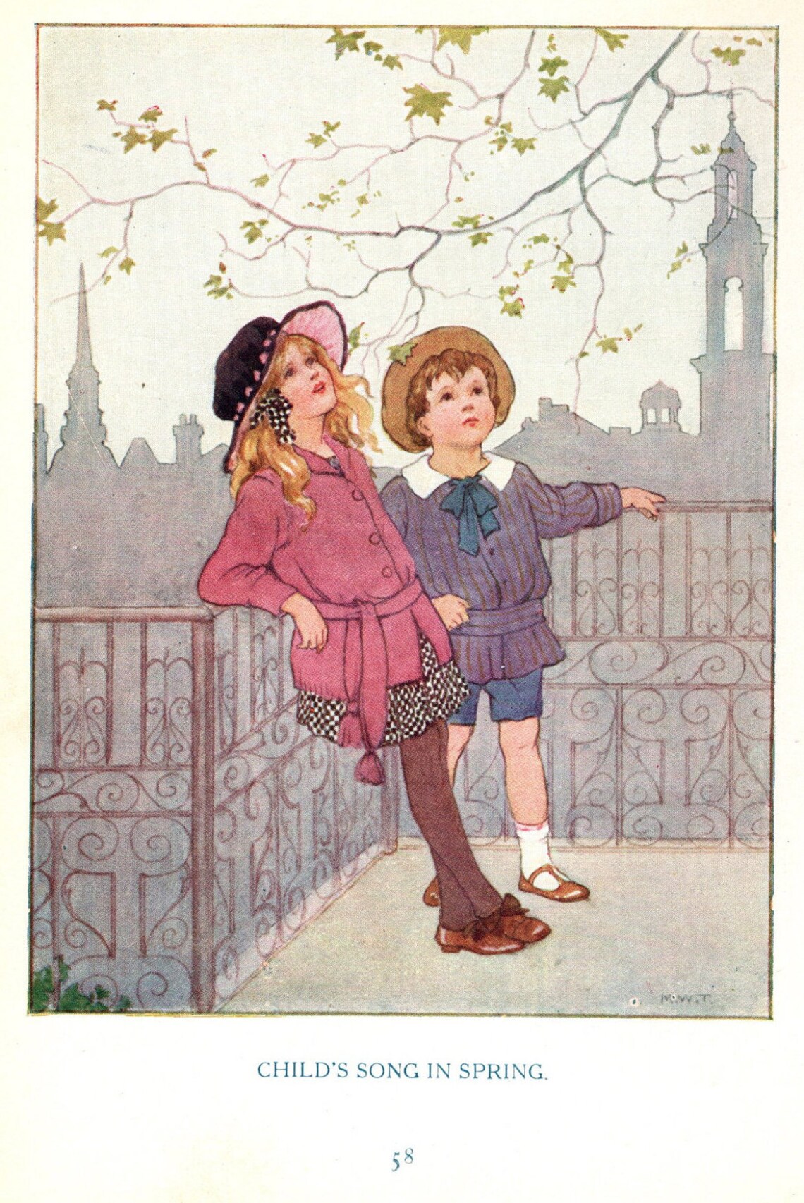1925 Margaret Tarrant Antique Print: "child's Song in Spring" Nursery ...