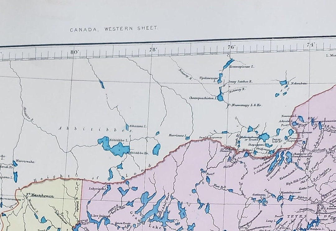 Antique WESTERN CANADA Original 1889 Map - Rare 19th Century Large Map ...