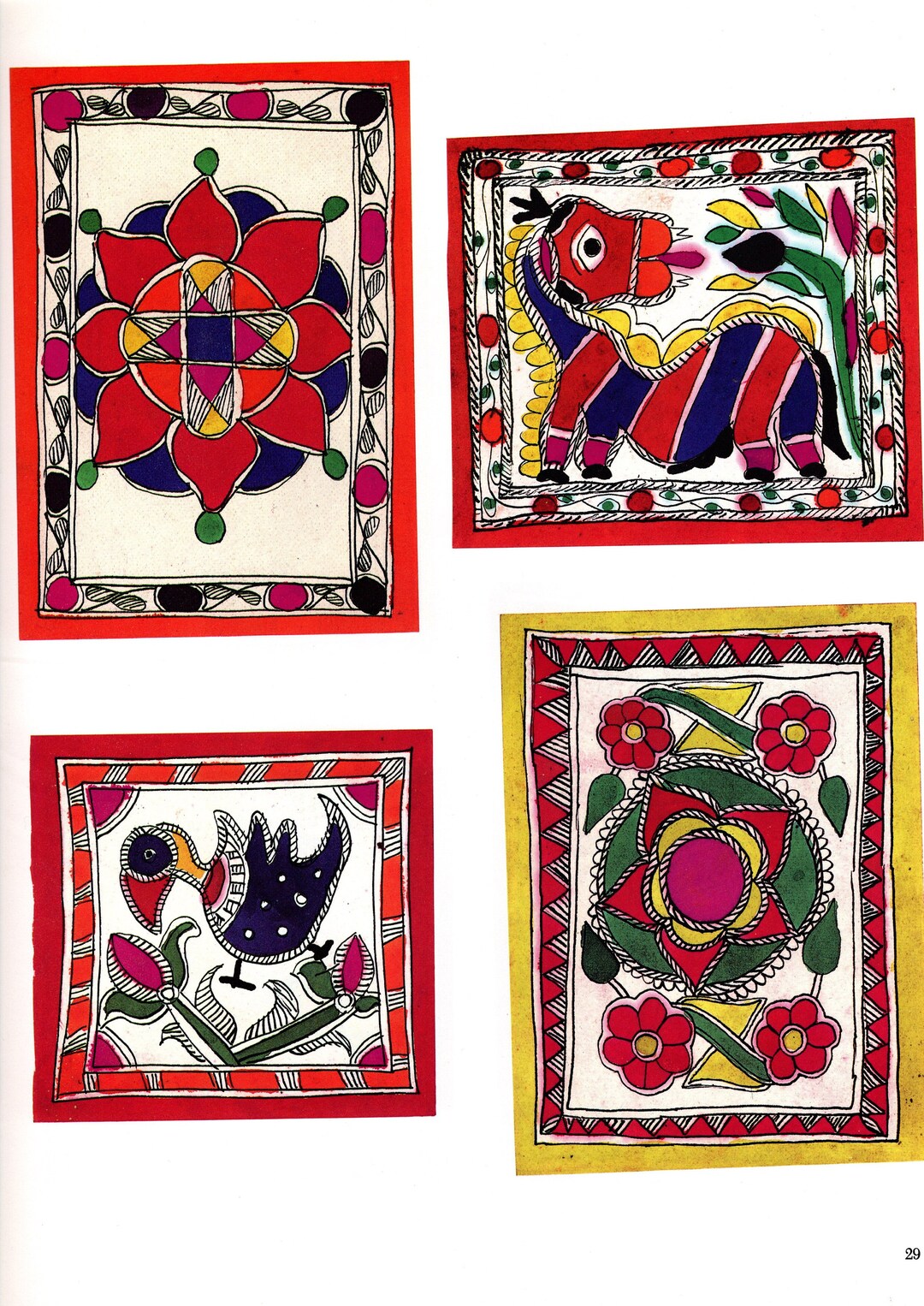 Authentic India Folk Designs - Original Vintage 2-sided Print ...
