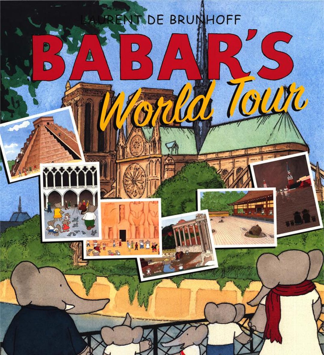 Babar the Elephant Original Huge Poster Print – Babar’s World Tour - Vintage Nursery Décor ...