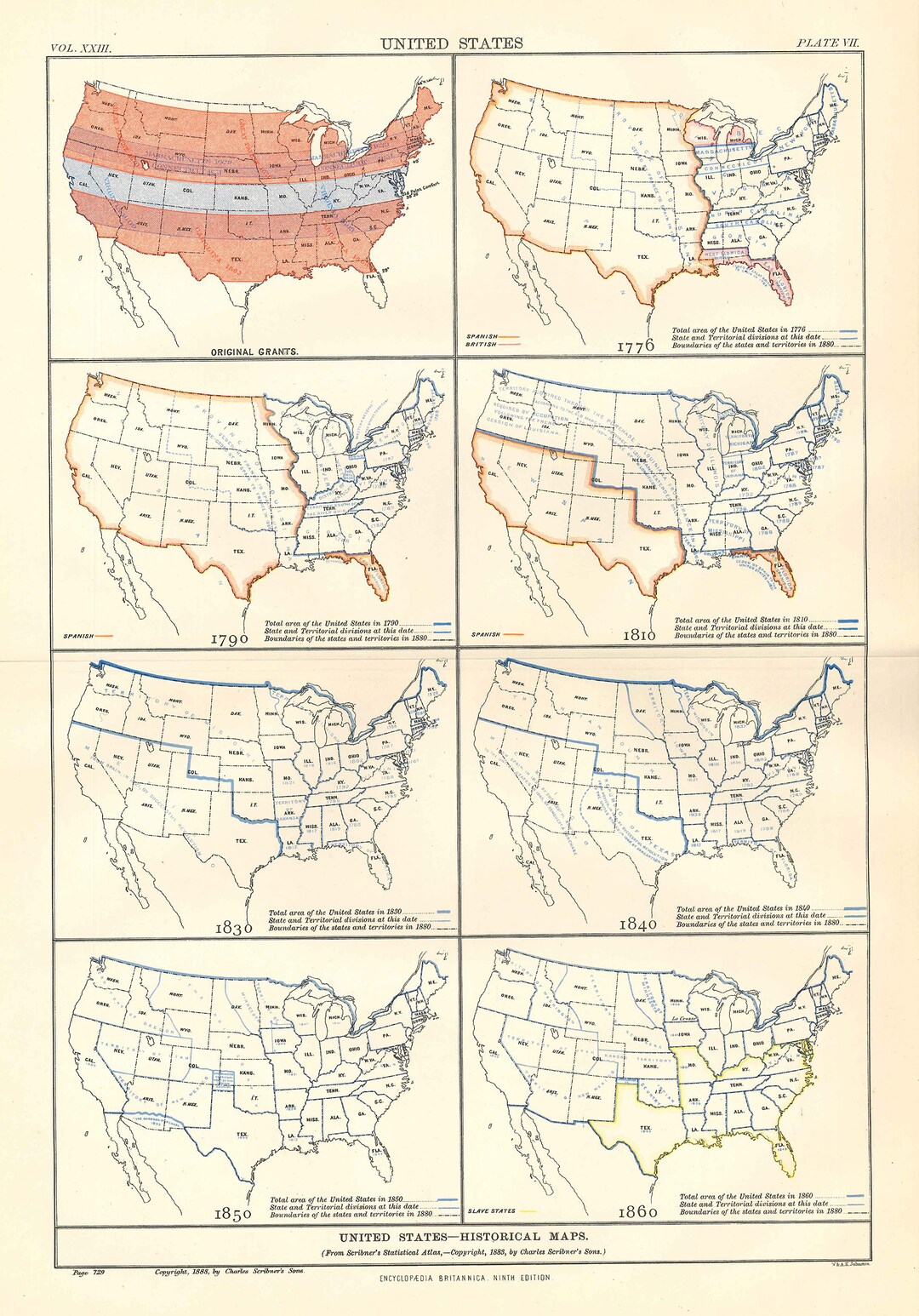 Antique United States Map Print: 1880s Historical Britannica Edition - Etsy