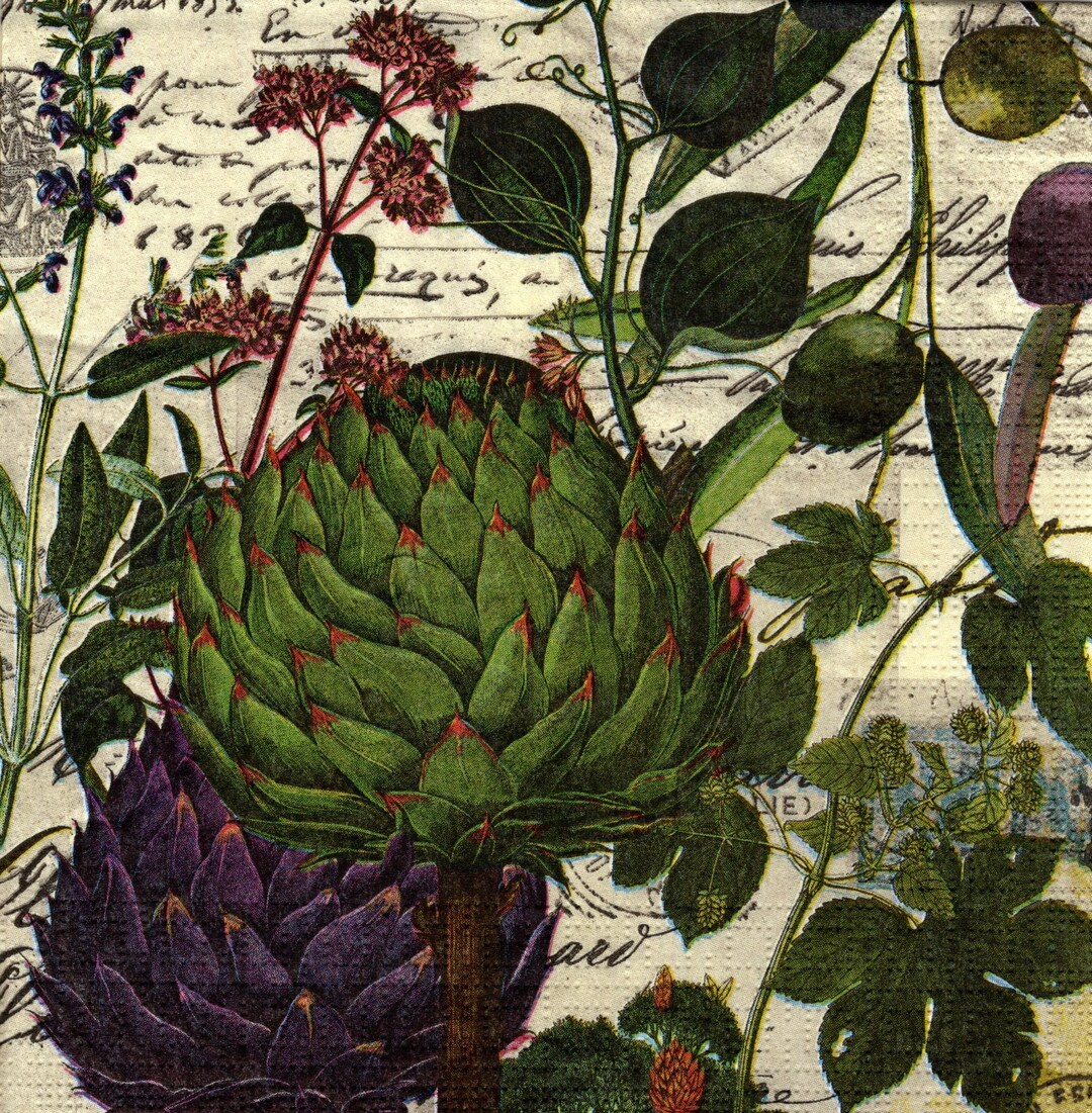 4 Paper Napkins / Serviettes TAORMINA ARTICHOKE Decoupage, Scrapbooking ...