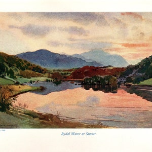 1920 the Lake District, England, Rydal Water at Sunset Original Vintage ...