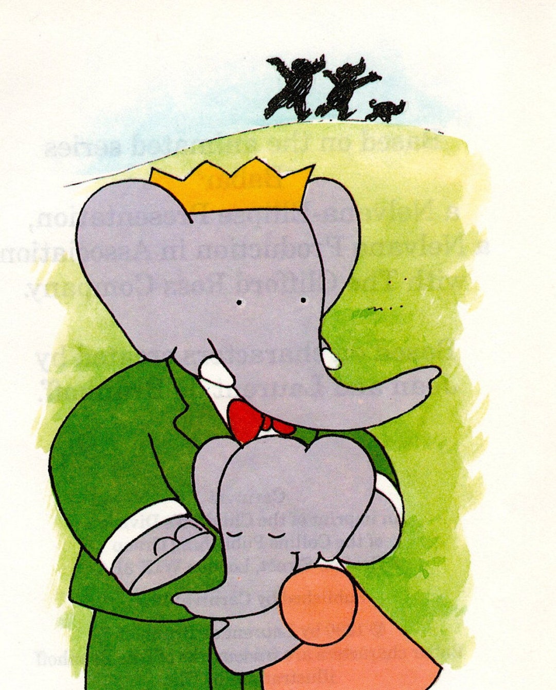 Babar Print: 1990 Vintage Children's Nursery Art - Etsy