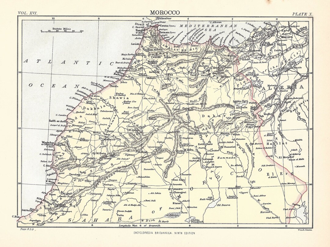 Antique Map of Morocco & Middle East: 1875 Victorian Print - Etsy
