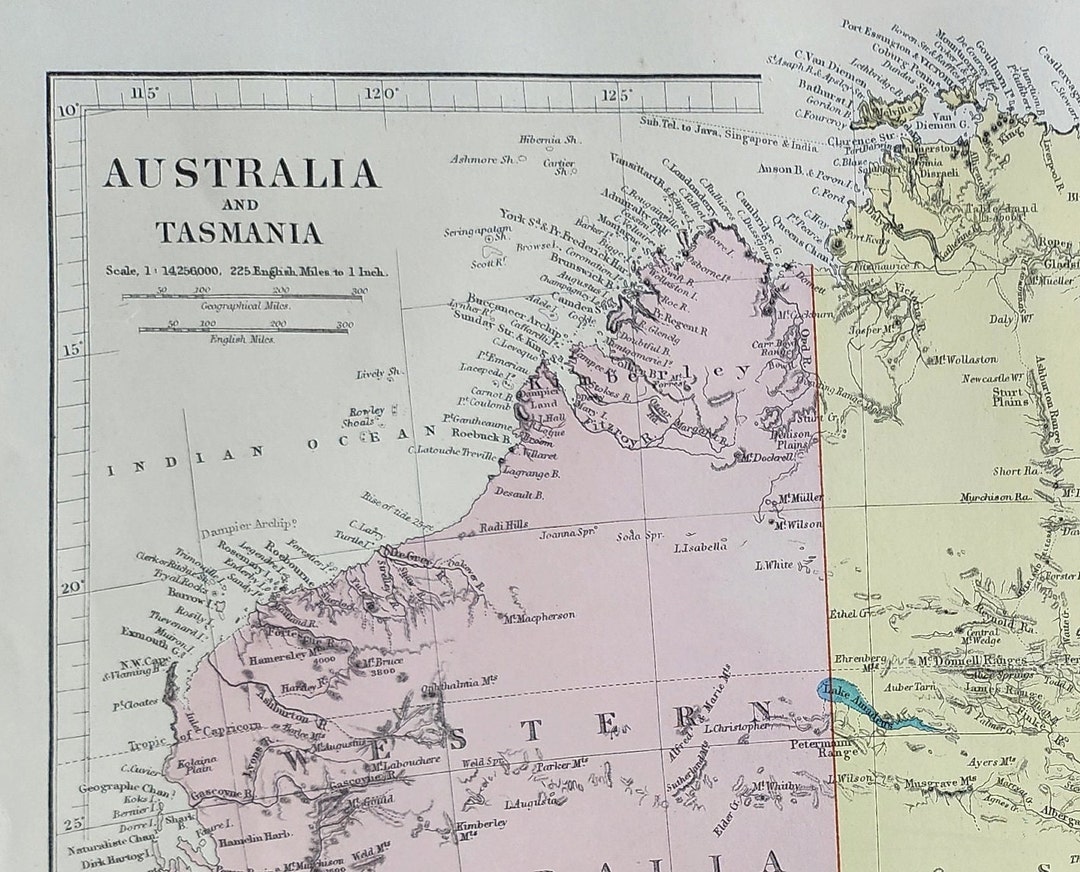 Antique Australia & Tasmania Map: 1889 Cartography Print - Etsy