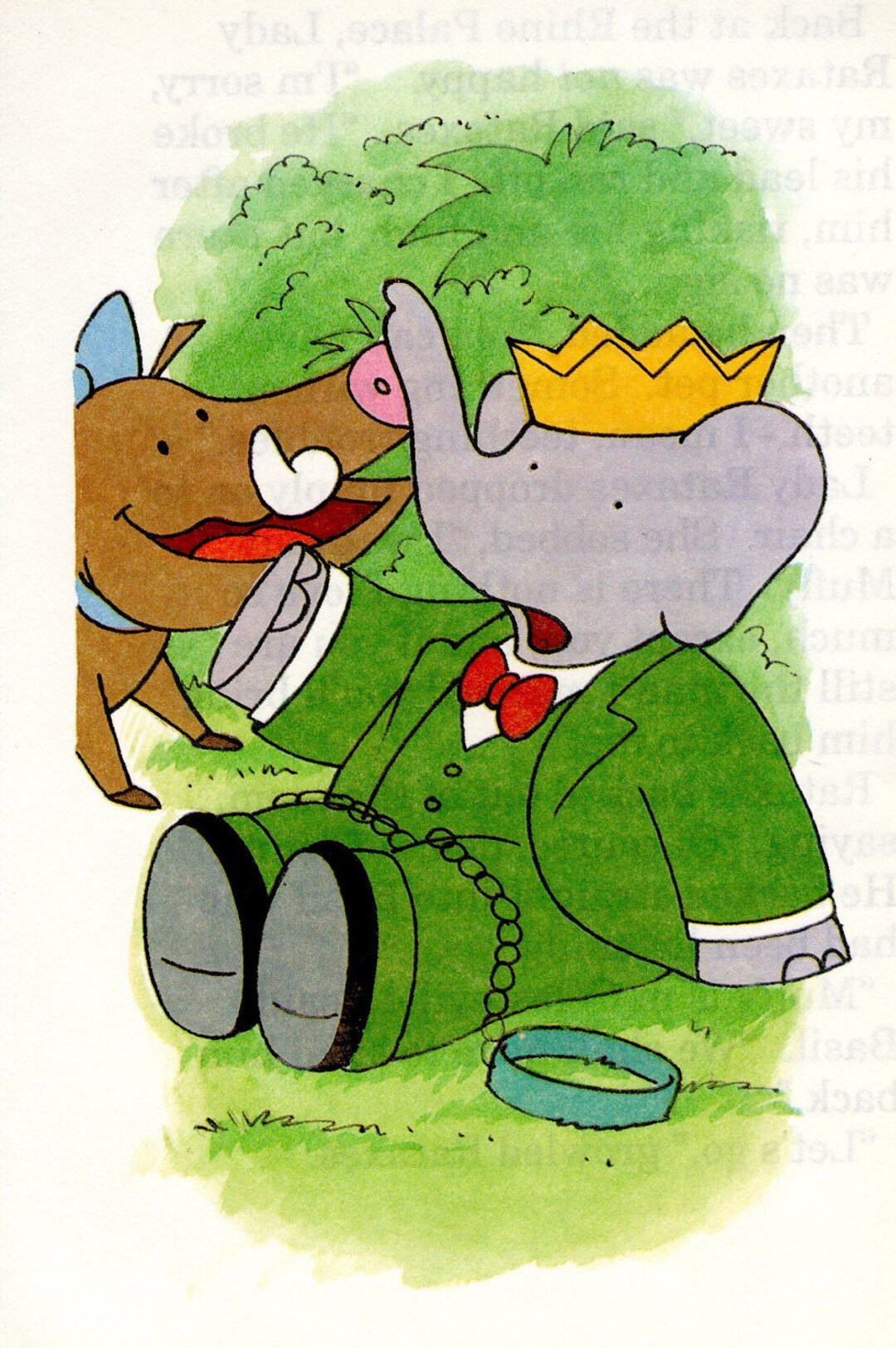 1990 A Pet for Babar Original Vintage Print Nursery Art Baby Shower ...
