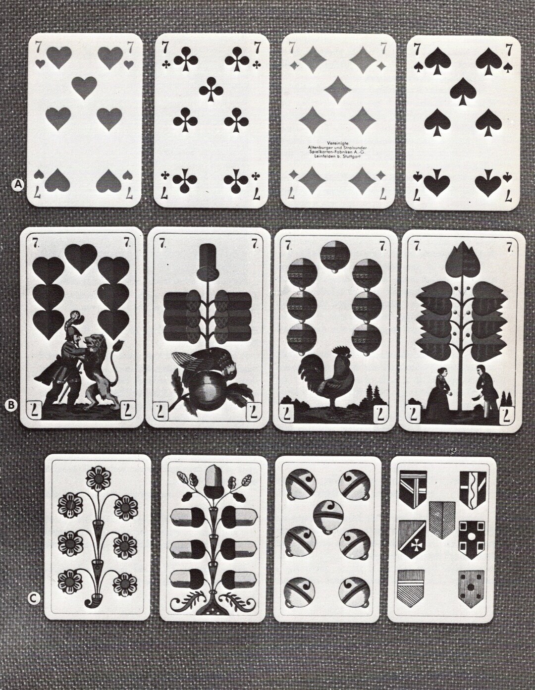 Antique Playing Cards Original Print Numerical Card Seven Unique Gift ...