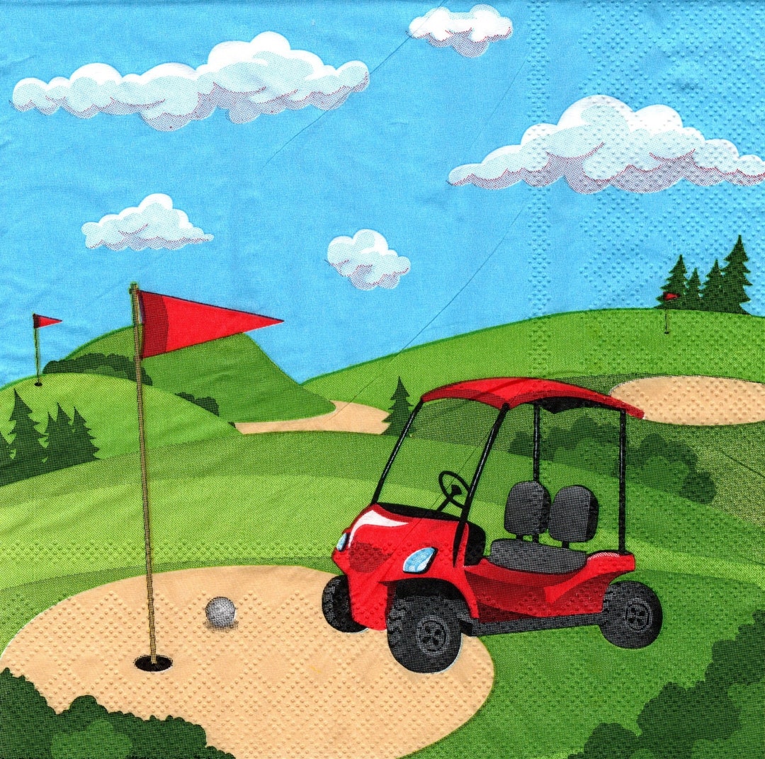 4 GOLF Paper Napkins / Serviettes - Decoupage, Scrapbooking, Card ...