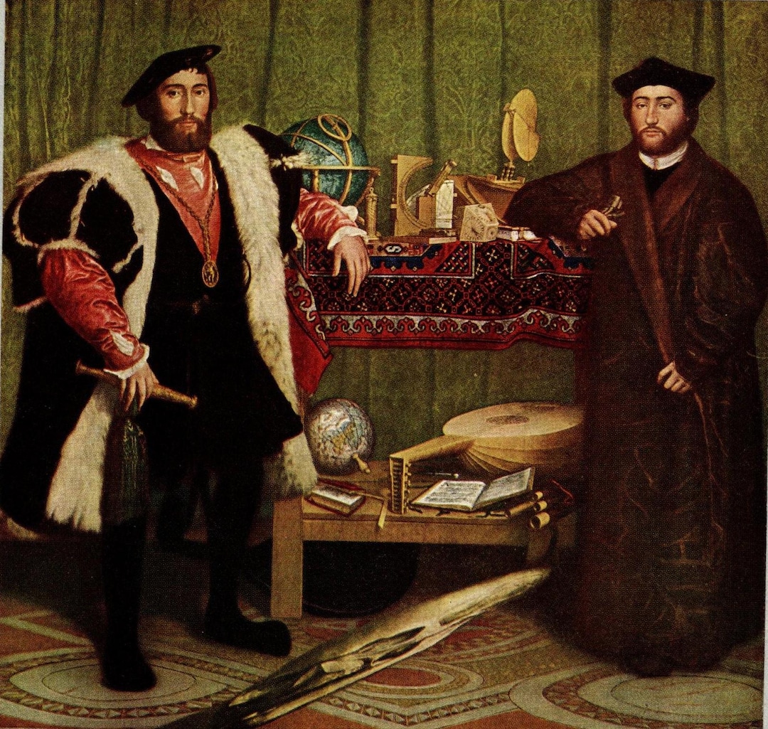 HOLBEIN Original Tip-in Print “the French Ambassadors to King Henry ...