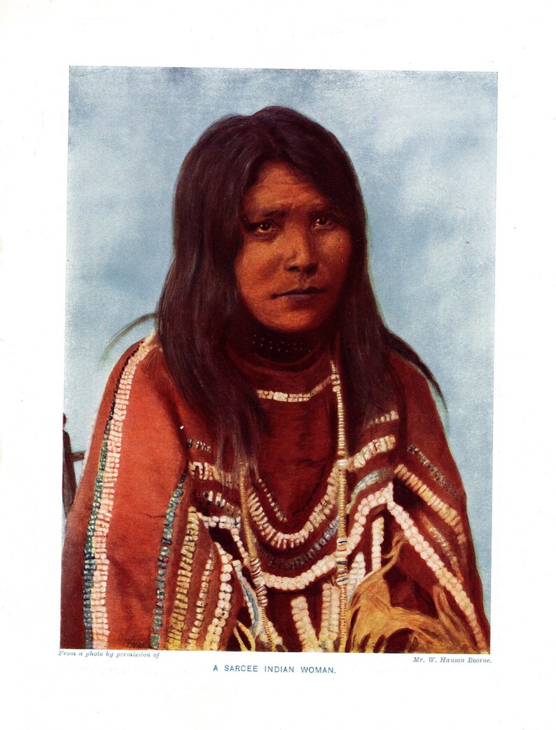 1910 SARCEE INDIAN WOMAN Original Antique Print Tsuutʼina - Etsy