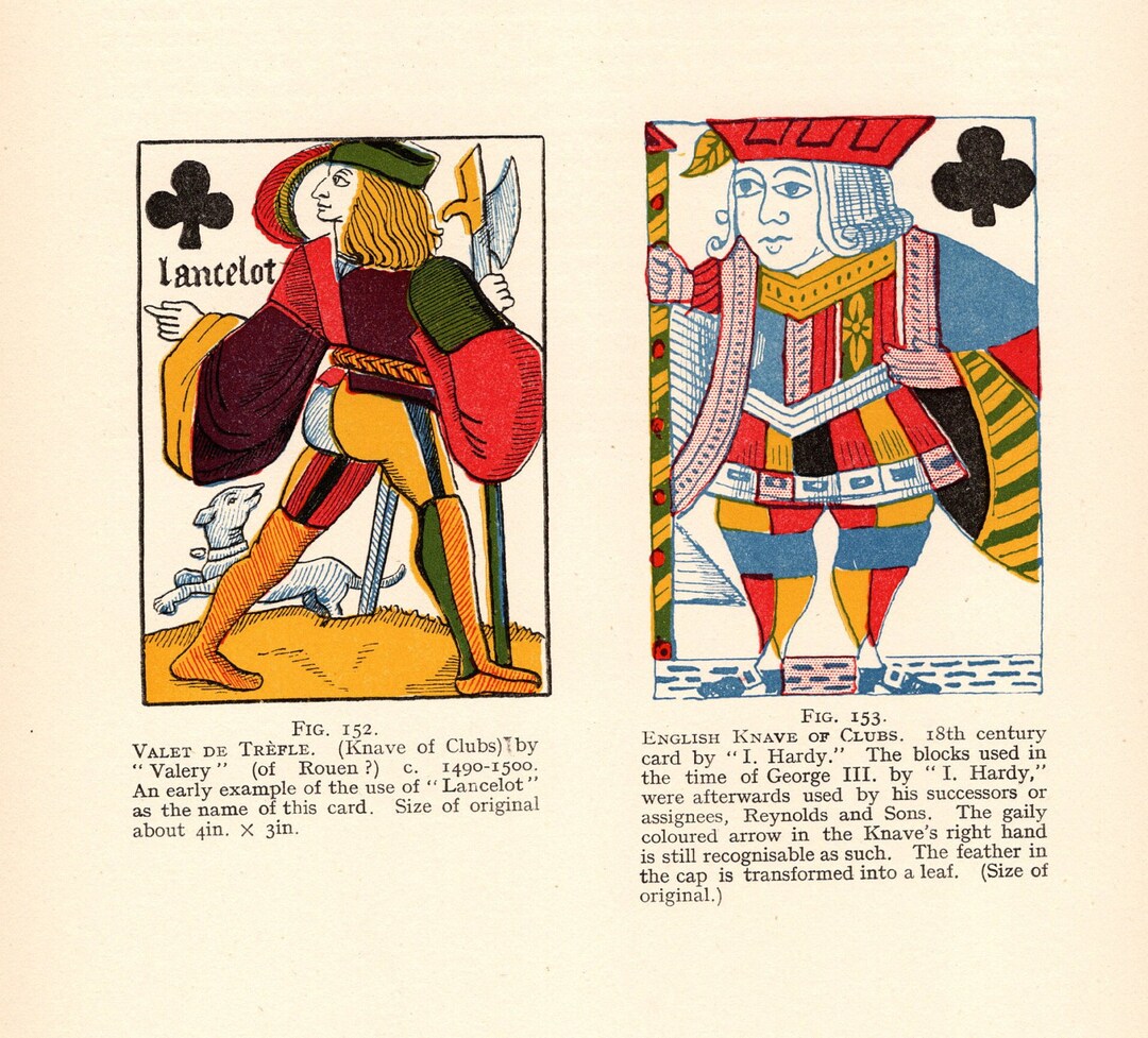 PRINT ONLY 1930 Antique Playing Cards Knave of Clubs 15th & 18th ...