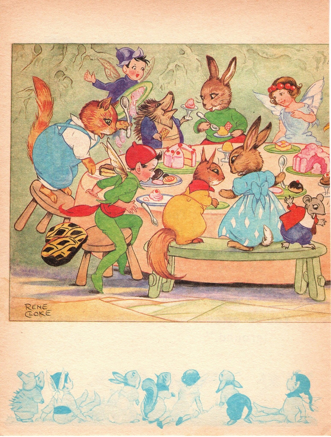Rene Cloke Original Vintage Print 1960 Nursery Art Childs Room Art Baby ...