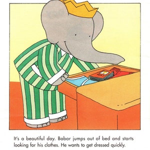 Babar the Elephant Vintage Print: Amusing Children's Nursery Art - Etsy