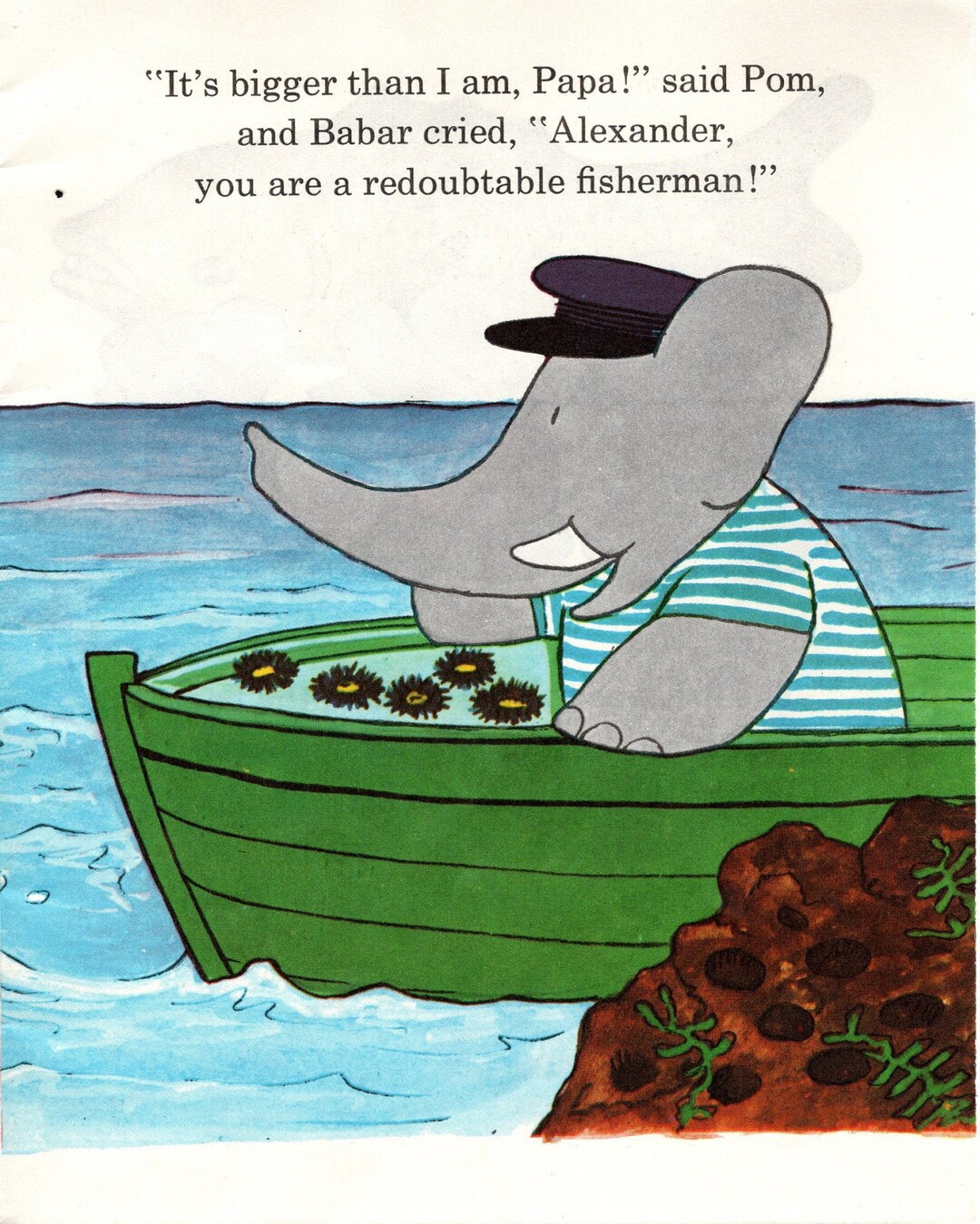 1979 Babar at the Seaside Original 2-sided Vintage Print – Nursery Art ...