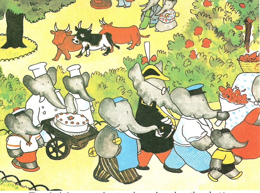 1990 babar at Home Original Vintage Print Nursery Art Childrens Room ...