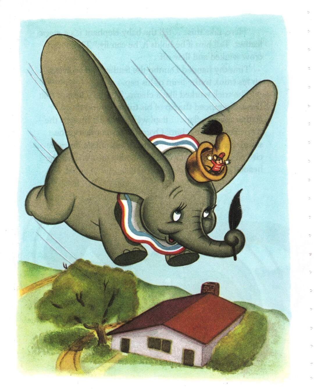 Vintage 1947 DUMBO Little Golden Books Illustrated Page Art Print ...